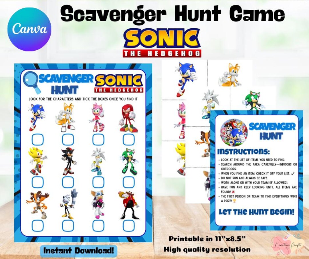 Hedgehog Inspired Scavenger Hunt Game | Printable Kids Birthday Party ...