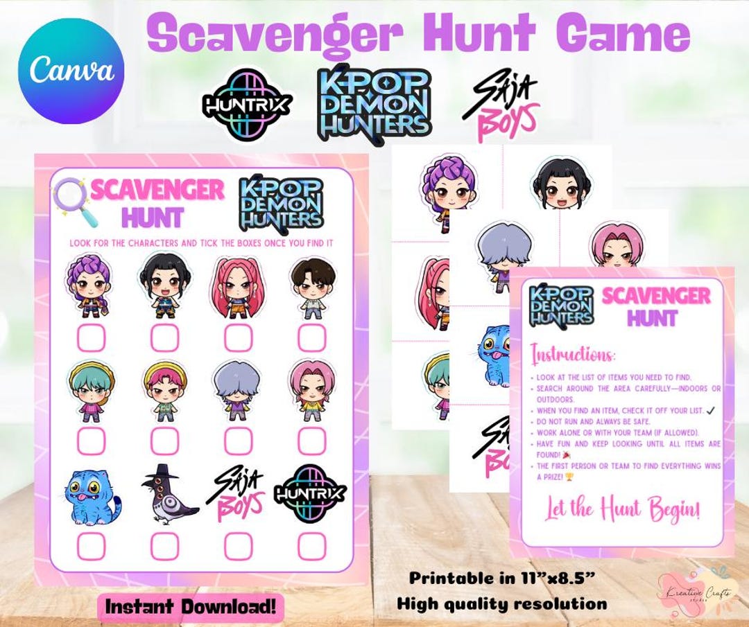 Demon Hunter Scavenger Hunt Game | Printable Kids Birthday Party ...