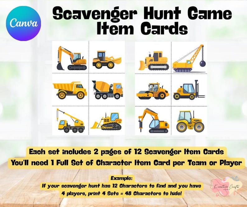 Construction Scavenger Hunt Printable | Truck Birthday Party Game ...
