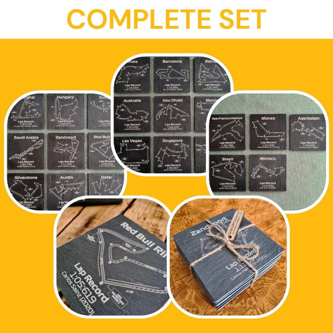 F1 2024 Calendar COMPLETE Race Track Cocktail Slate Coasters Set ...