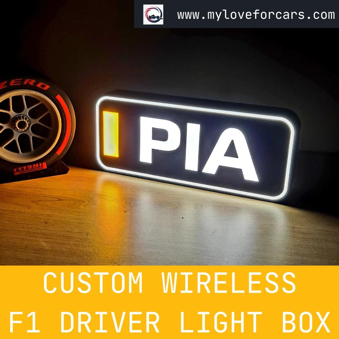 Personalized Mclaren Oscar Piastri F1 Car Light Box With F1 3 Letter ...