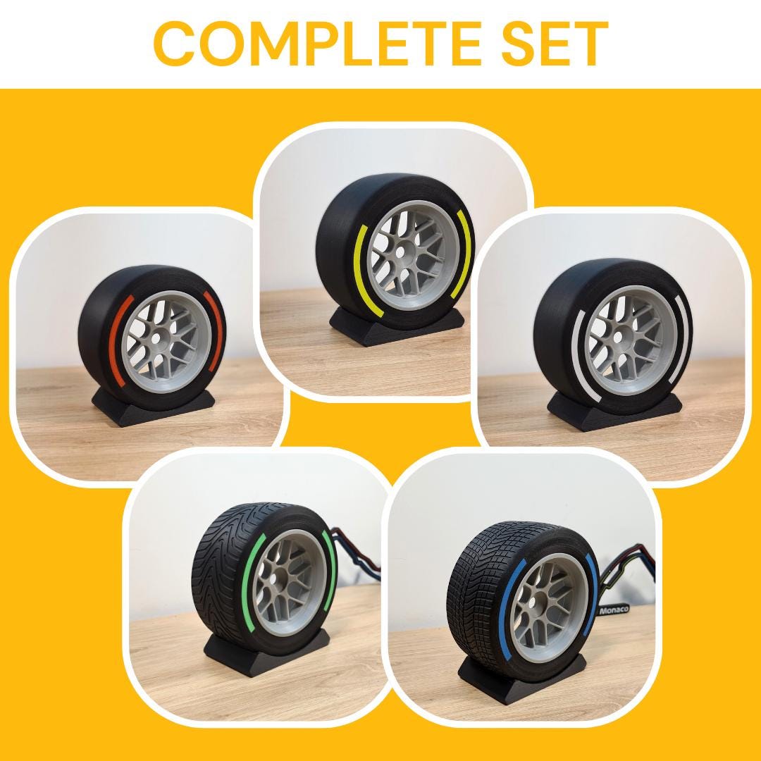 F1 Tyre and Rim Replica COMPLETE SET Perfect Gift for Formula 1 Fans F1 ...