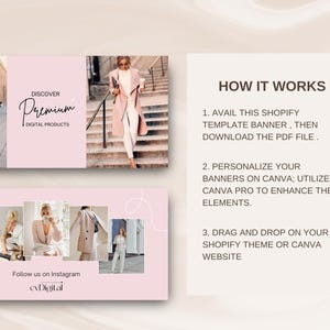 Pink Website Banners Editable in Canva Shopify Banners MRR PLR Canva ...