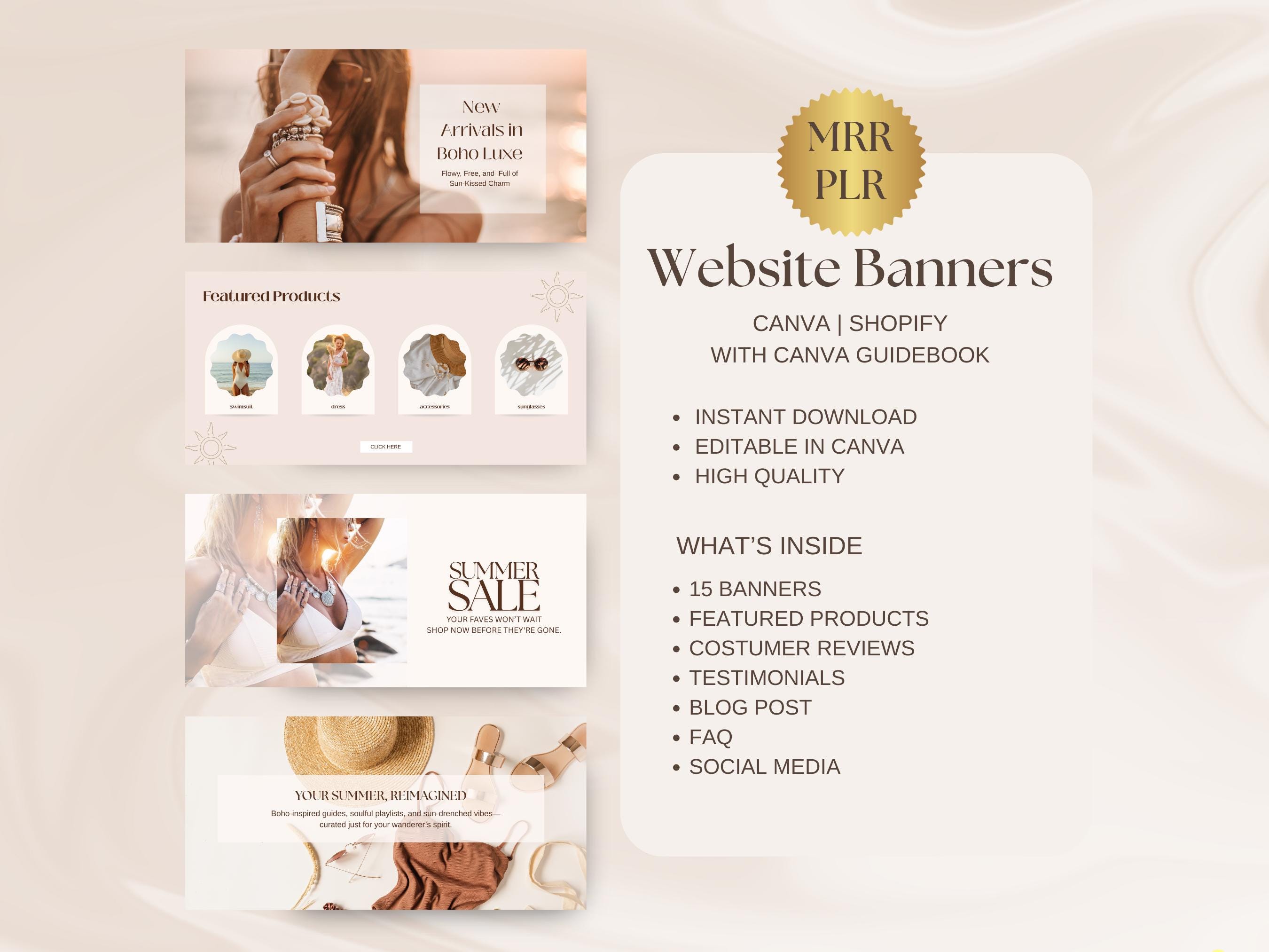 Shopify Website Banner Template Editable Shopify Web Banners Boho ...
