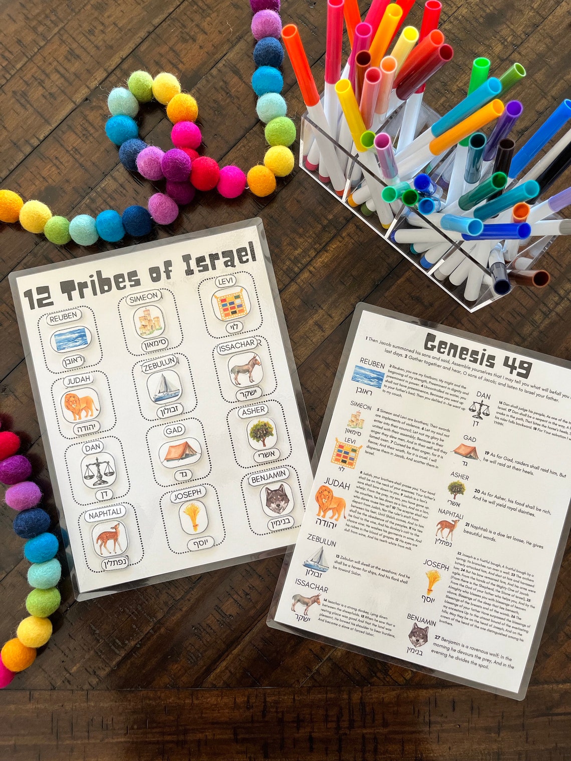 Twelve Tribes of Israel, Genesis Matching Activity, Homeschool Memory ...