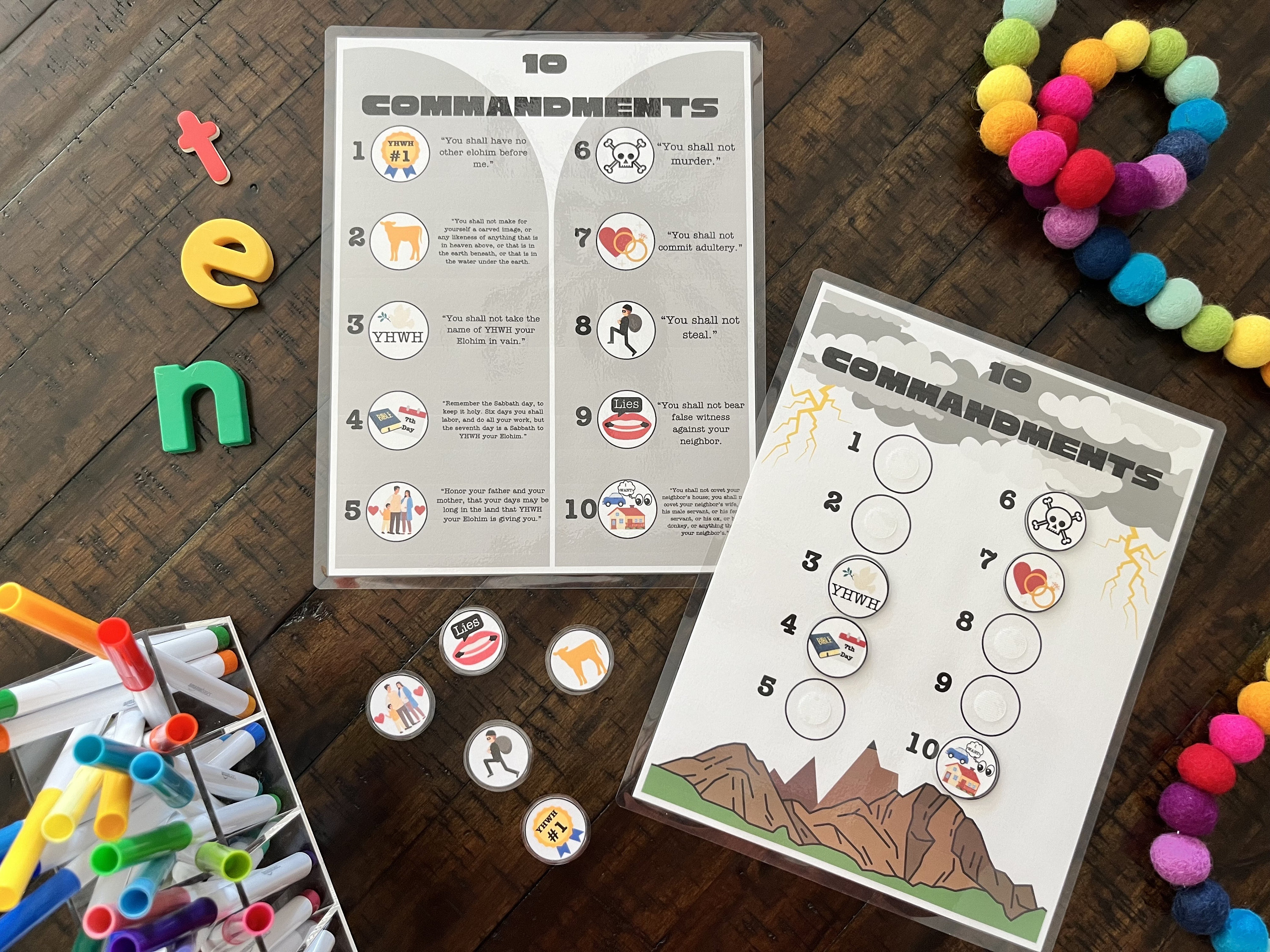 Ten Commandments Bible Printable, Homeschool, Educational Memory Game ...