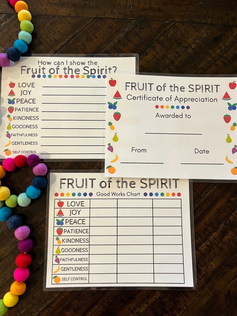 Fruit of the Spirit, Good Works Chart, Biblical Behavior, Rewards ...
