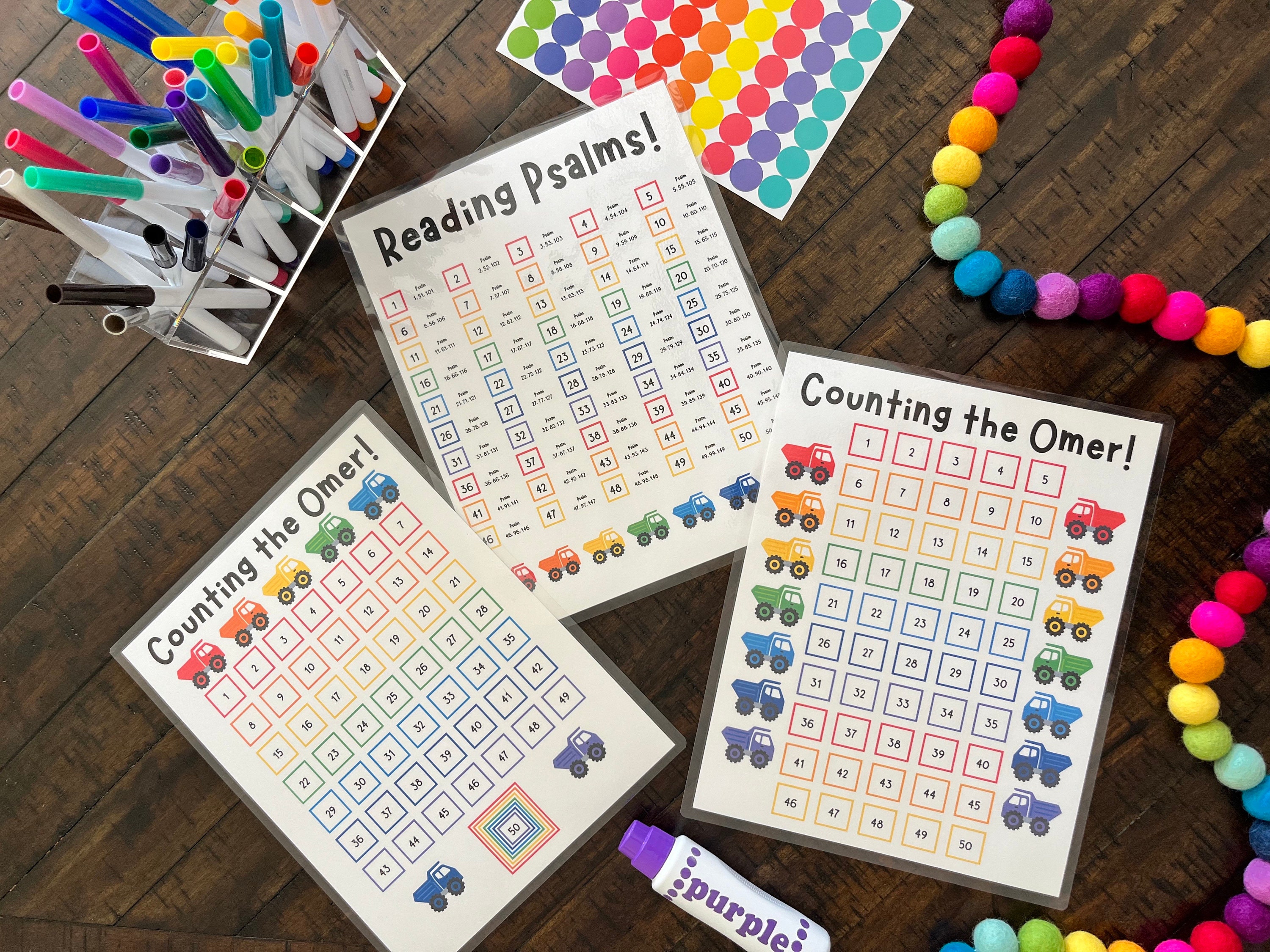 Counting the Omer, Spring Feast Activity, Psalms Reading Printable ...