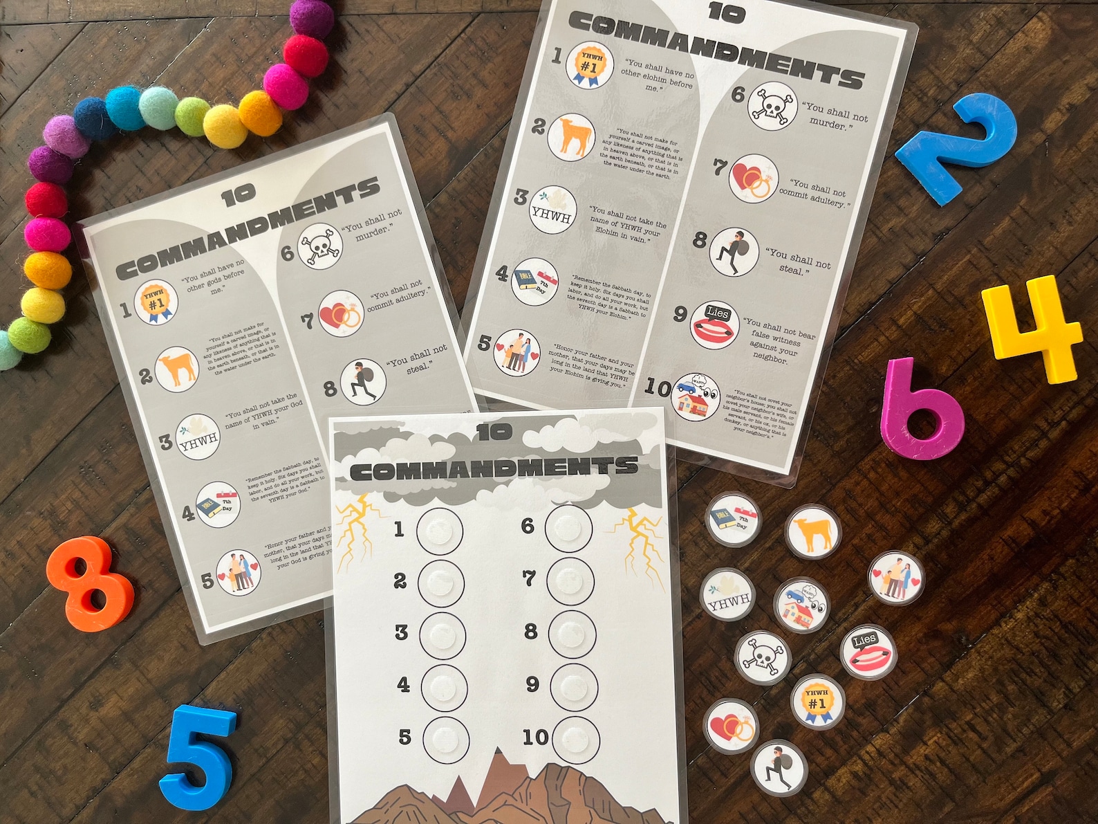 Ten Commandments Bible Printable, Homeschool, Educational Memory Game ...