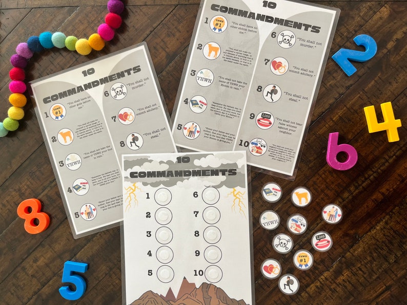 Ten Commandments Bible Printable, Homeschool, Educational Memory Game ...