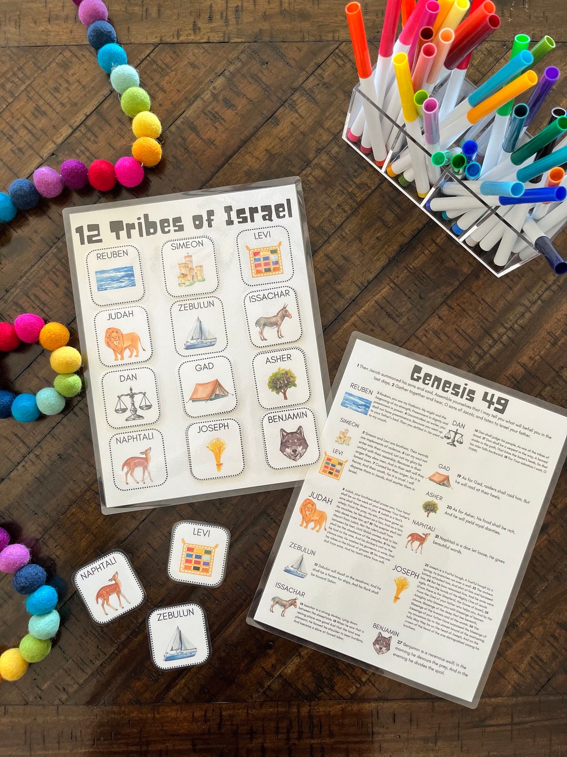 Twelve Tribes of Israel, Genesis Matching Activity, Homeschool Memory ...