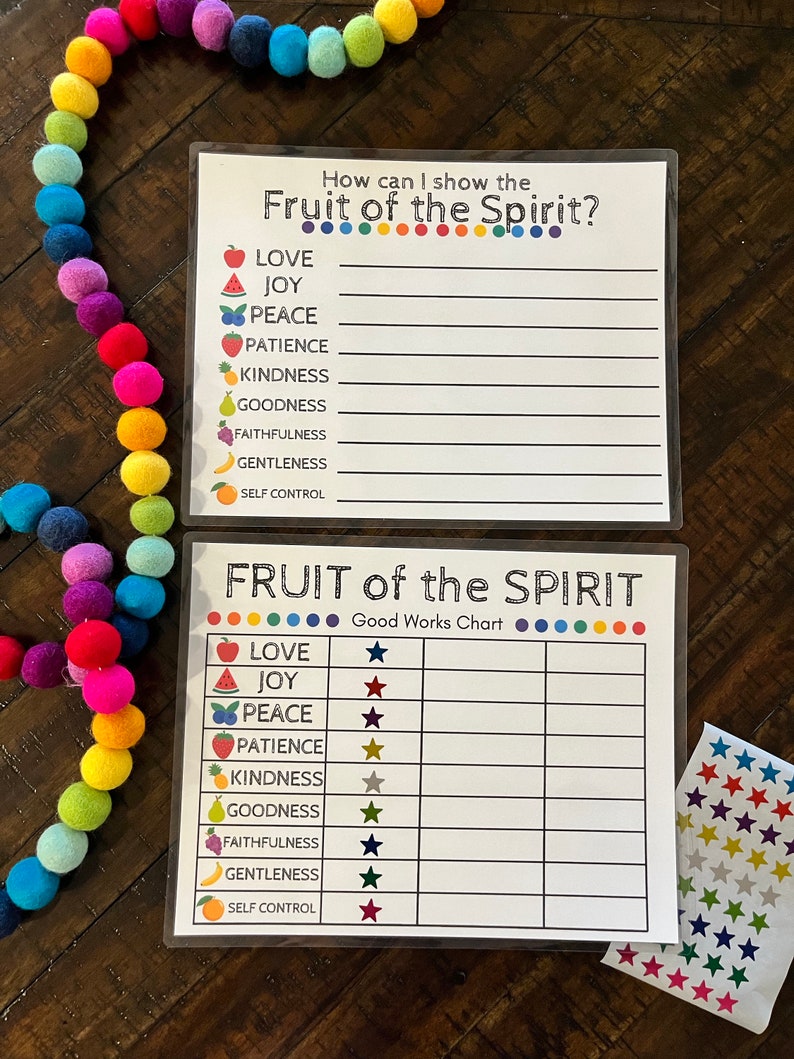 Fruit of the Spirit, Good Works Chart, Biblical Behavior, Rewards ...