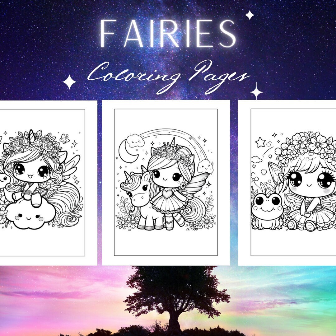 FAIRIES & Fairy Characters Kawaii Chibi Anime Cute Coloring Pages for ...