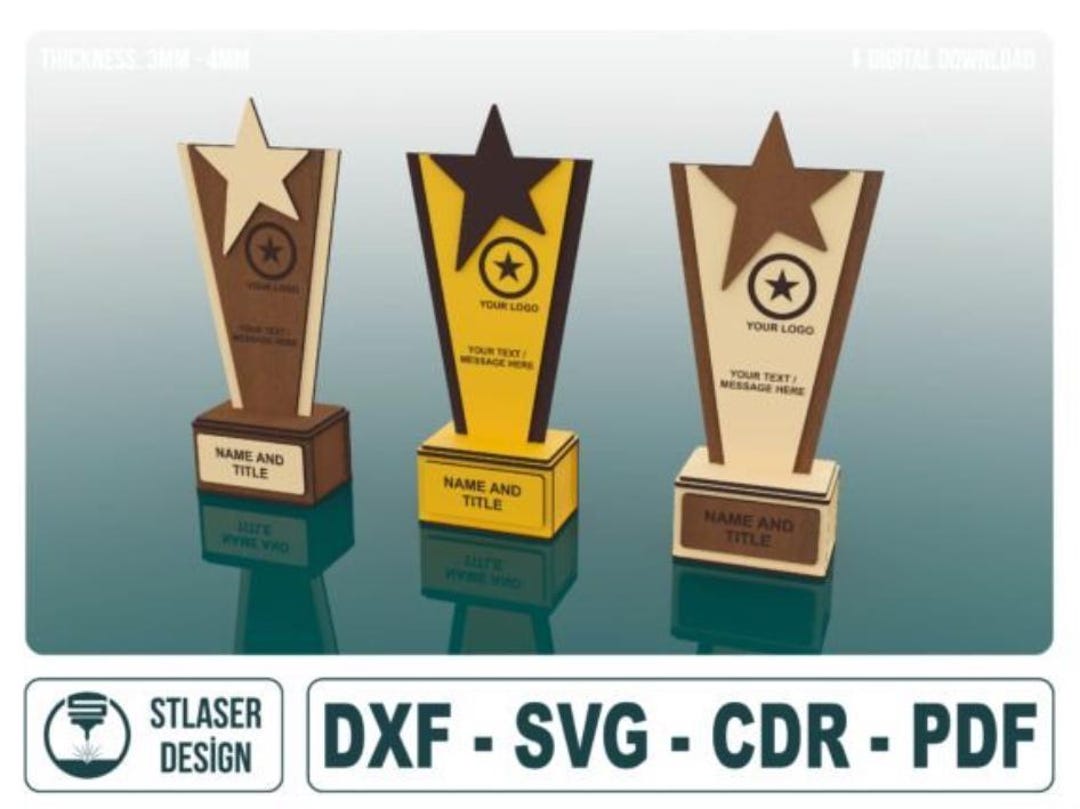 Award Trophy Laser Cut Files, Wood Award Svg Files - Etsy