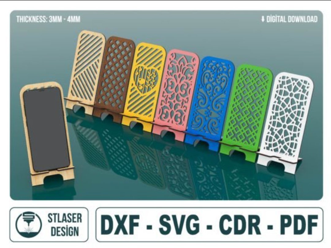 7 Style Laser Cut Phone Stand Svg Files - Etsy.de