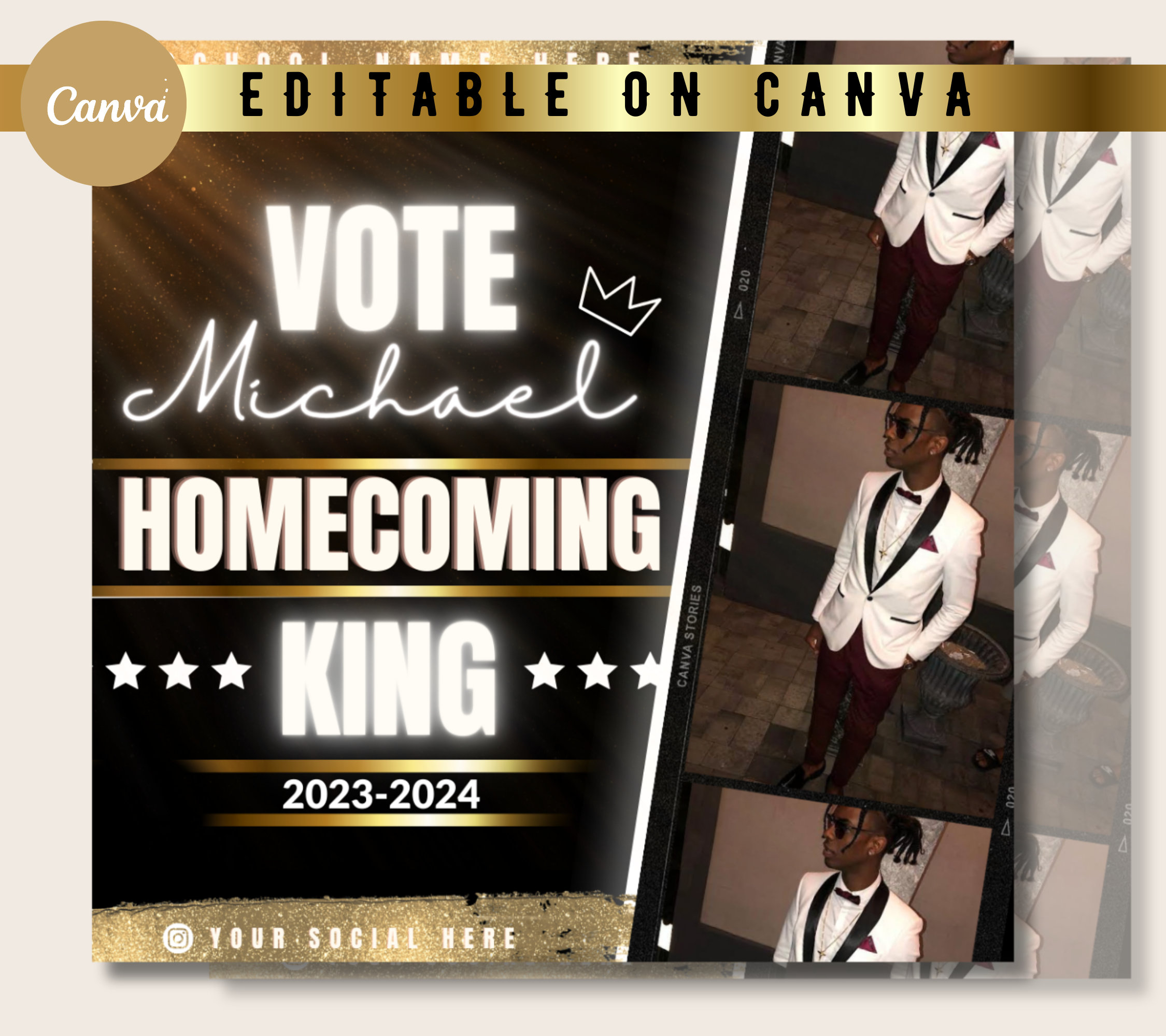 Homecoming King Vote Flyer: Social Media Campaign (PDF Template) - Etsy