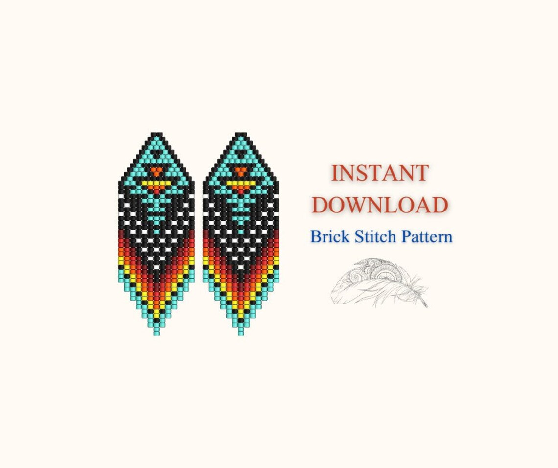 Brick Stitch Pattern, Seed Bead Earring Pattern Indigenous, Native ...