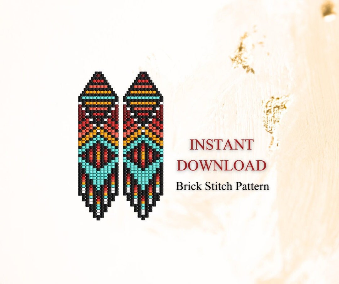 Brick Stitch Pattern, Seed Bead Earring Pattern Indigenous, Native ...