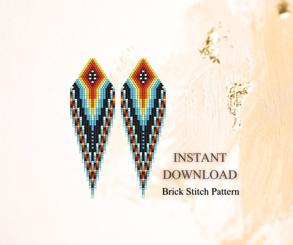 Brick Stitch Pattern, Seed Bead Earring Pattern Indigenous, Native ...