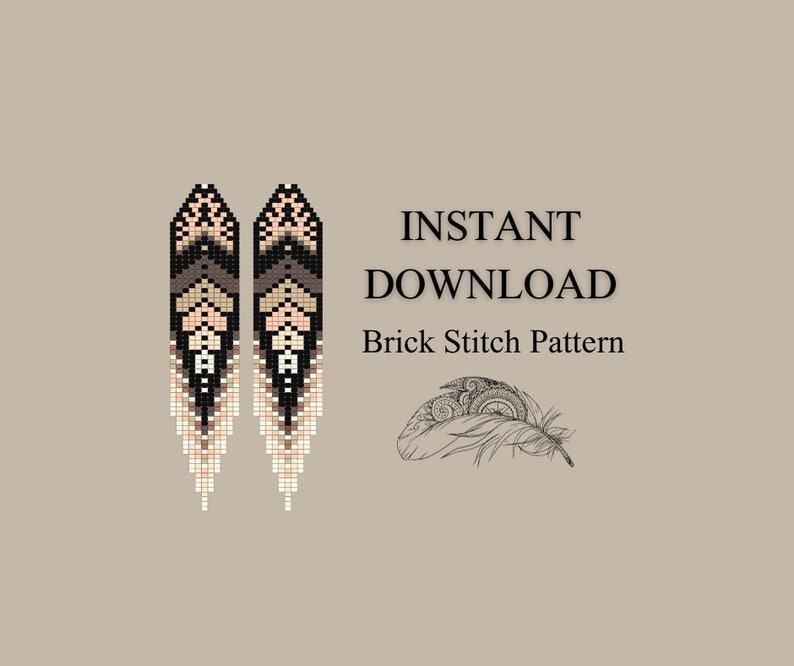 Brick Stitch Pattern, Ombre Seed Bead Earring Pattern, Fringe Beading ...