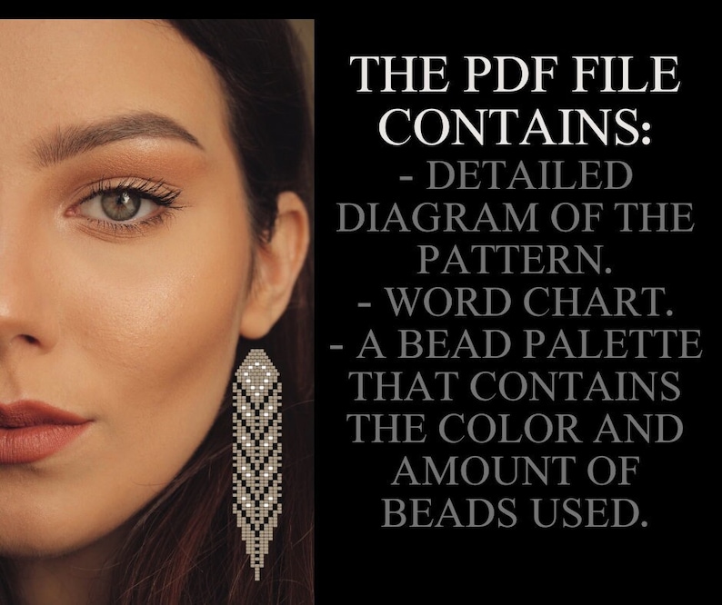 Brick Stitch Pattern Ethnic, Feather Seed Bead Earring Pattern, Beading ...