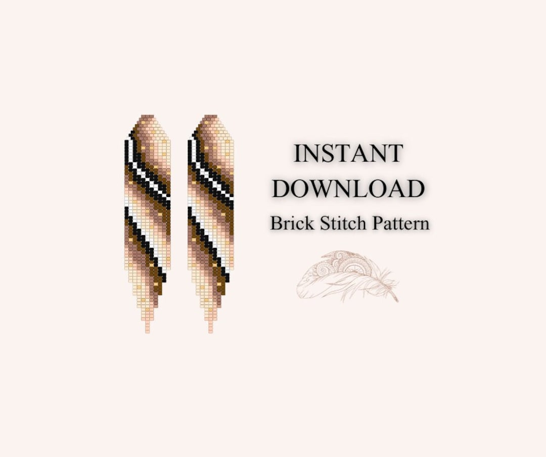 Brick Stitch Pattern, Brown Ombre Seed Bead Earrings Pattern, Fringe ...