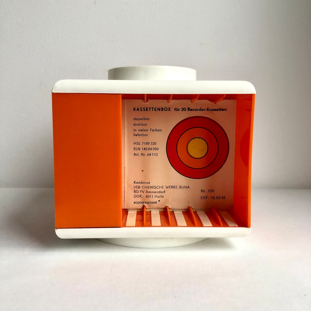 Vintage GDR Cassette Dice, Cassette Rondel scona, 70s, Orange, Cassette ...