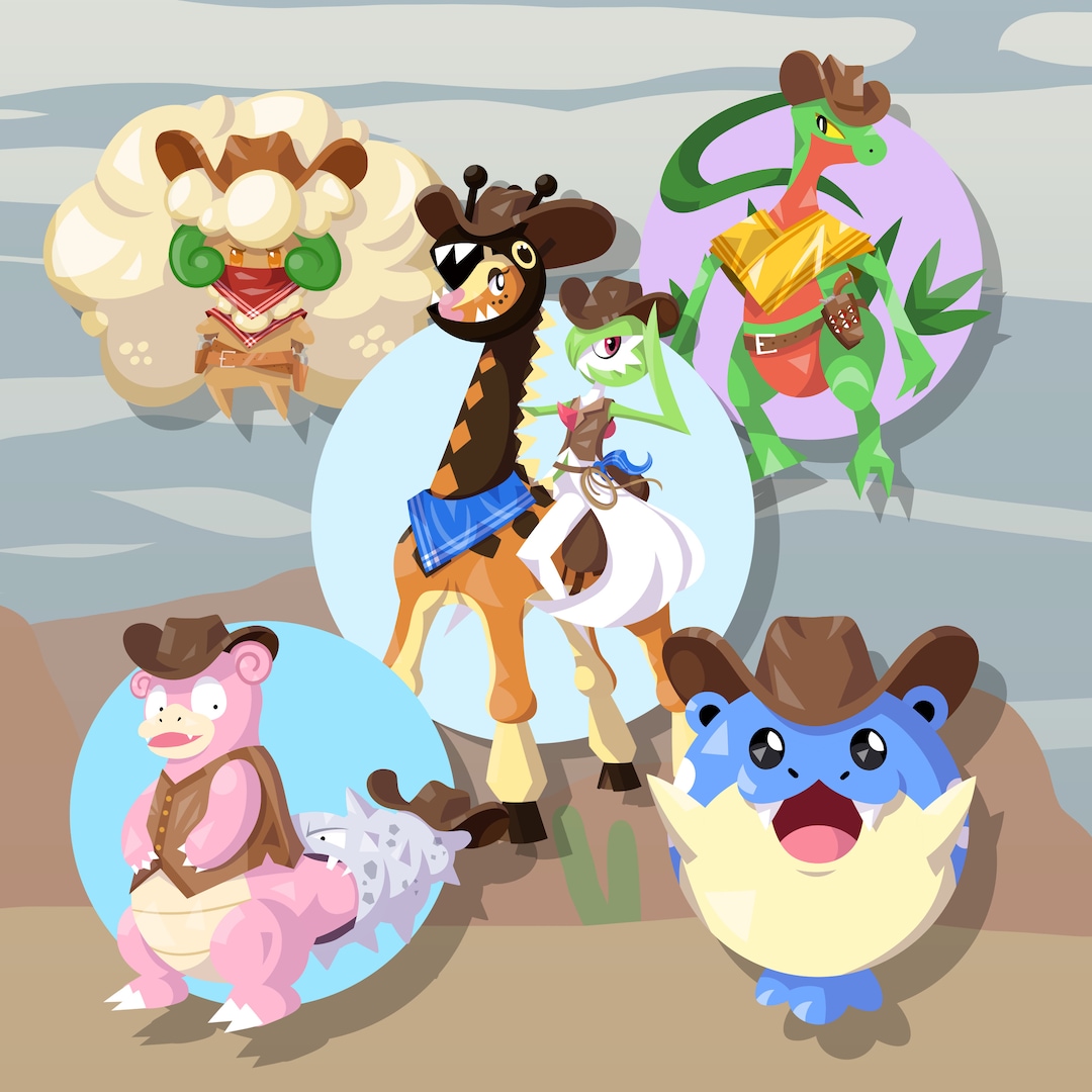 Full Cowboy Pokemon Team Acrylic Pin Set - Etsy