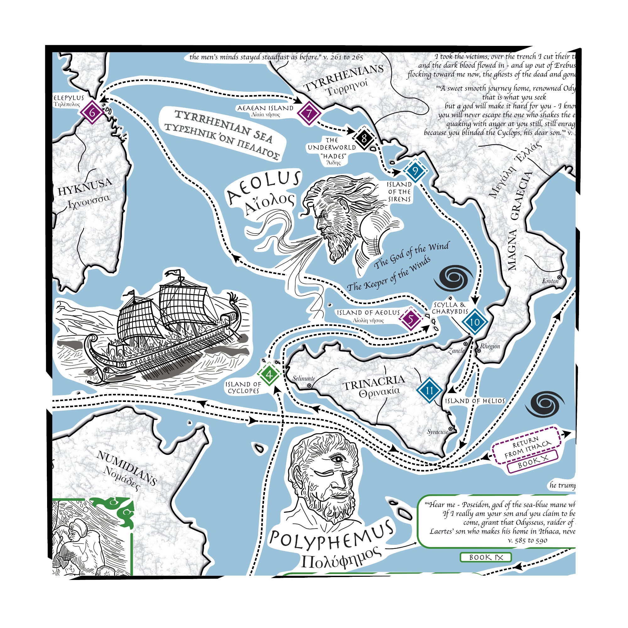 The Odyssey Map / Collection "in the Heart of Myths" - Etsy UK