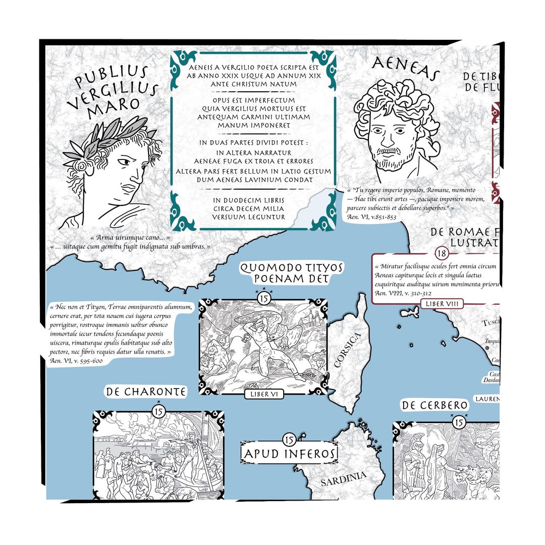 Map of the Aeneid in Latin / "at the Heart of Myths" Collection - Etsy
