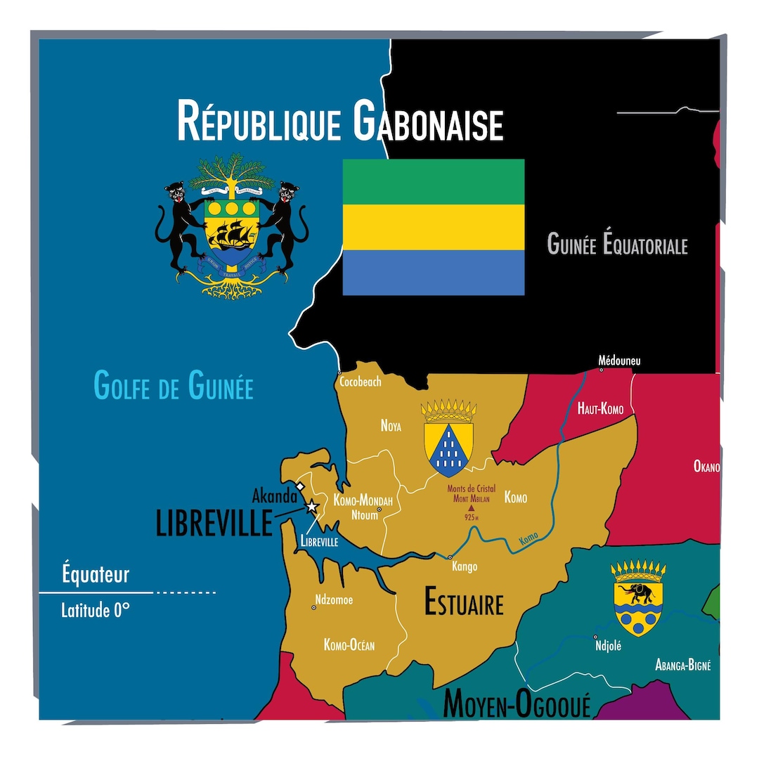 Map of Gabon / "countries of the World" Collection - Etsy