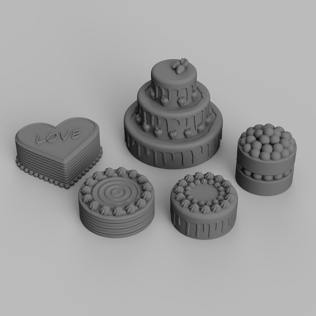 STL File - 1/12 Scale Miniature Cake STL Set (5 Piece) for Dollhouses ...