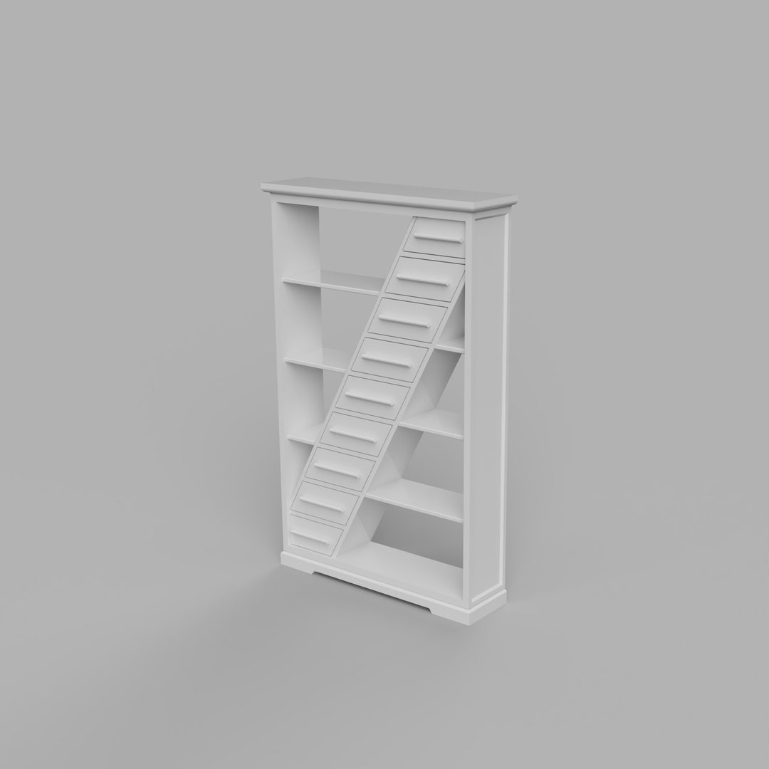 STL File- 1/12 Scale Miniature Bookcase STL for Dollhouses and ...