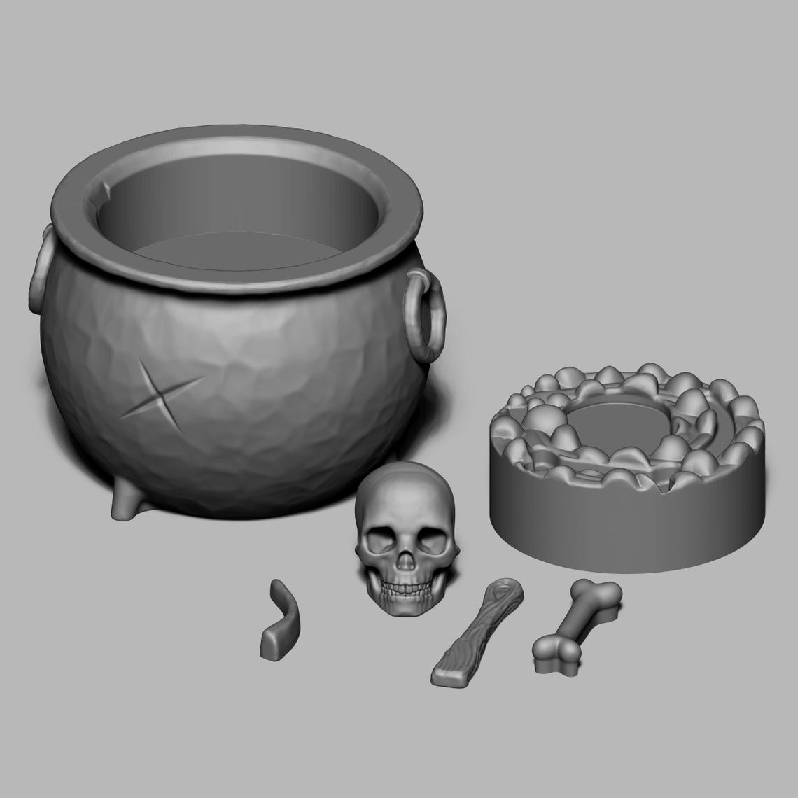 STL File - 1/12 Scale Halloween Witch’s Cauldron STL for Dollhouses and ...
