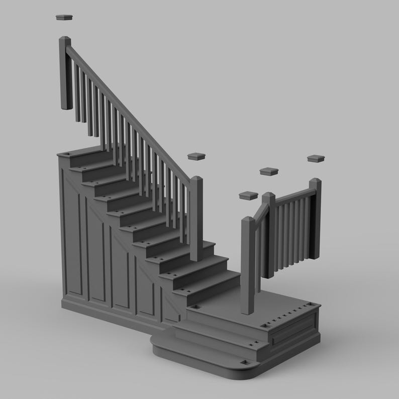 STL File - 1/12 Scale L Shaped Staircase STL for Dollhouses - Etsy