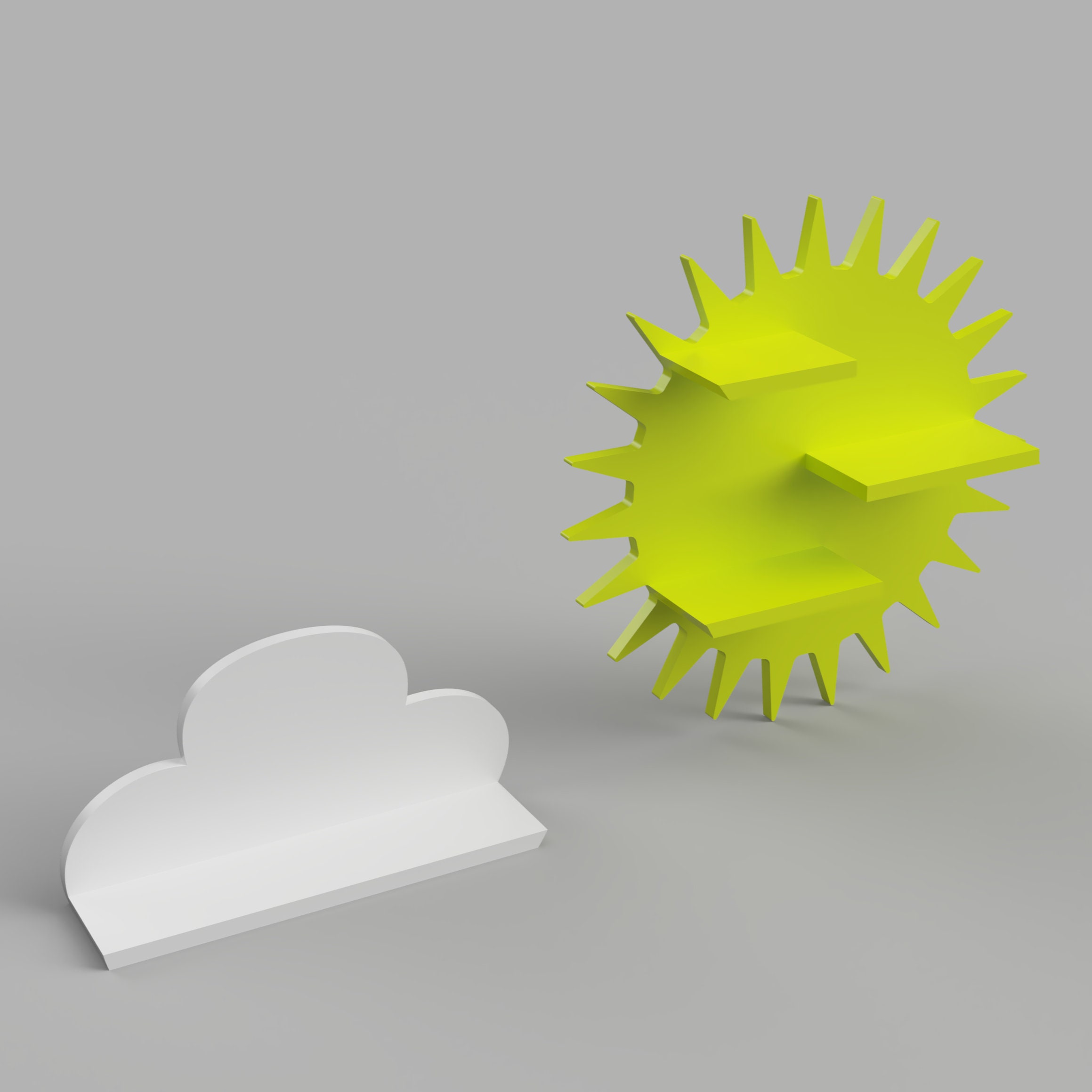 STL File - 1/12 Scale Cloud and Sun Shaped Wall Shelf STL for ...