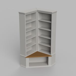 STL File - 1/12 Scale Corner Bookcase STL (2 Size) for Dollhouses and ...