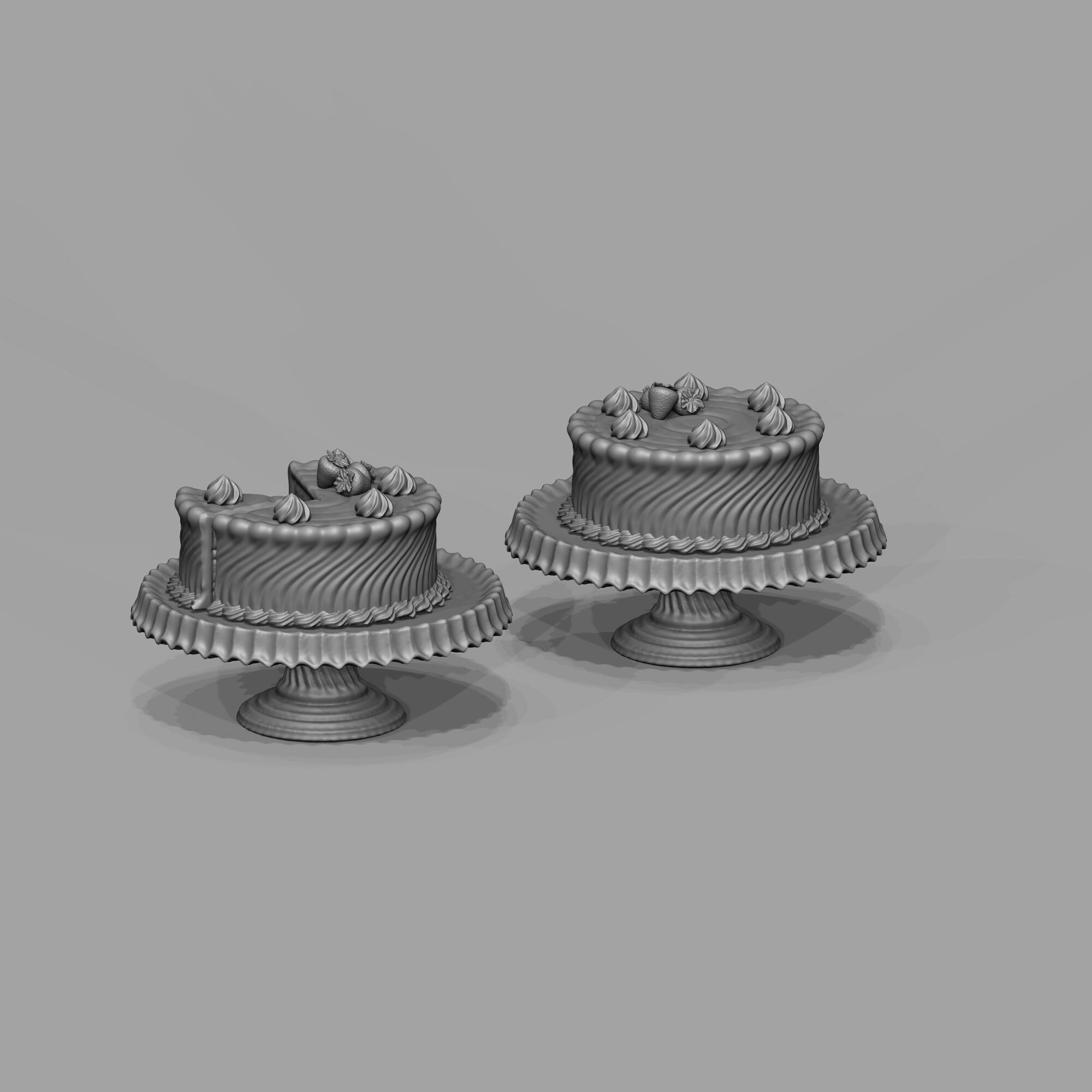 STL File - 1/12 and 1/6 Scale Miniature Cake and Cake Stand Set STL for ...