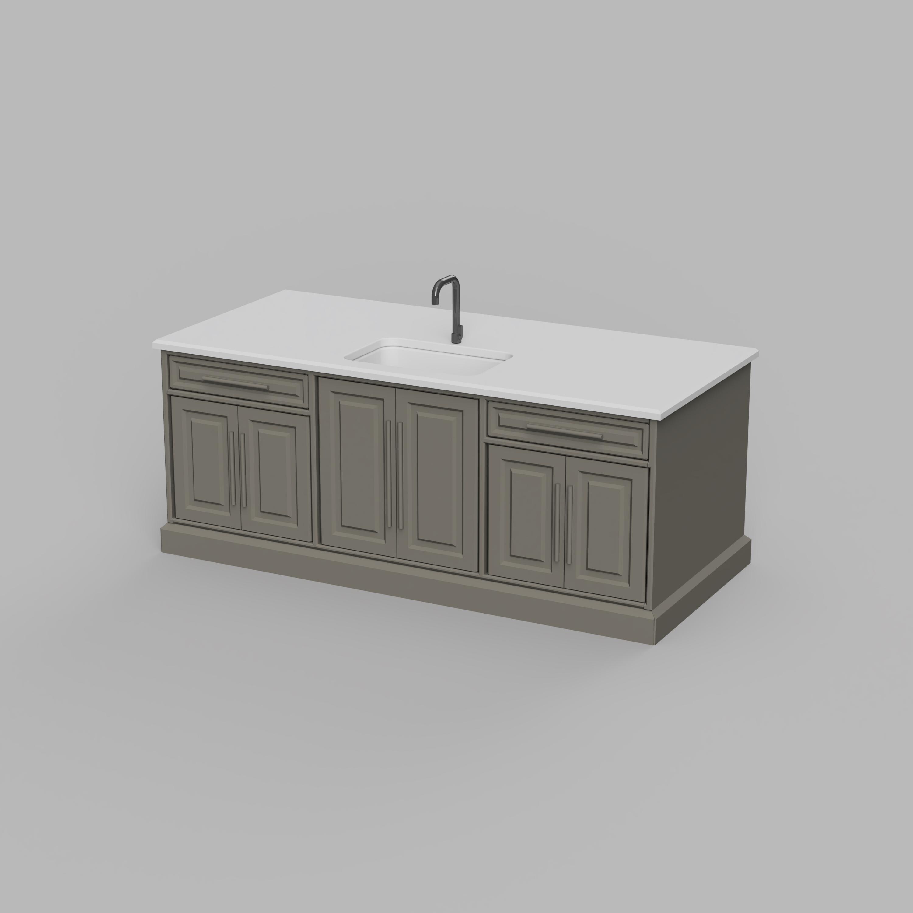 STL File - 1/12 Scale Miniature Kitchen Island Furniture and Chair STL ...