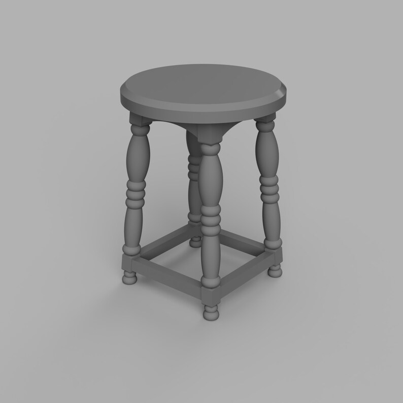 STL File - 1/12 Scale Miniature Wooden Stool STL for Dollhouses and ...