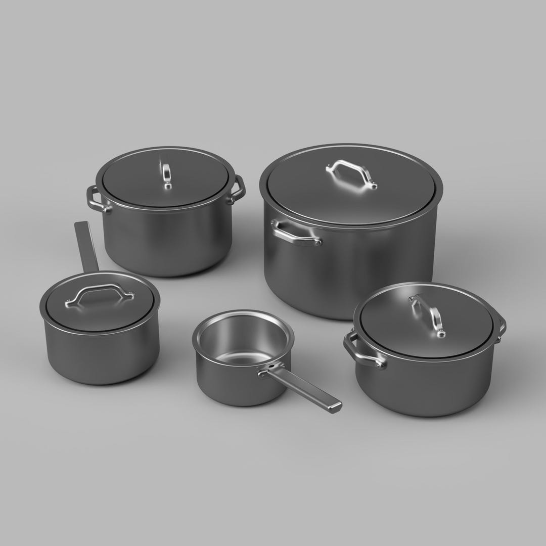 STL File - 1/12 Scale Miniature Cookware Set (5 Pieces) STL for ...