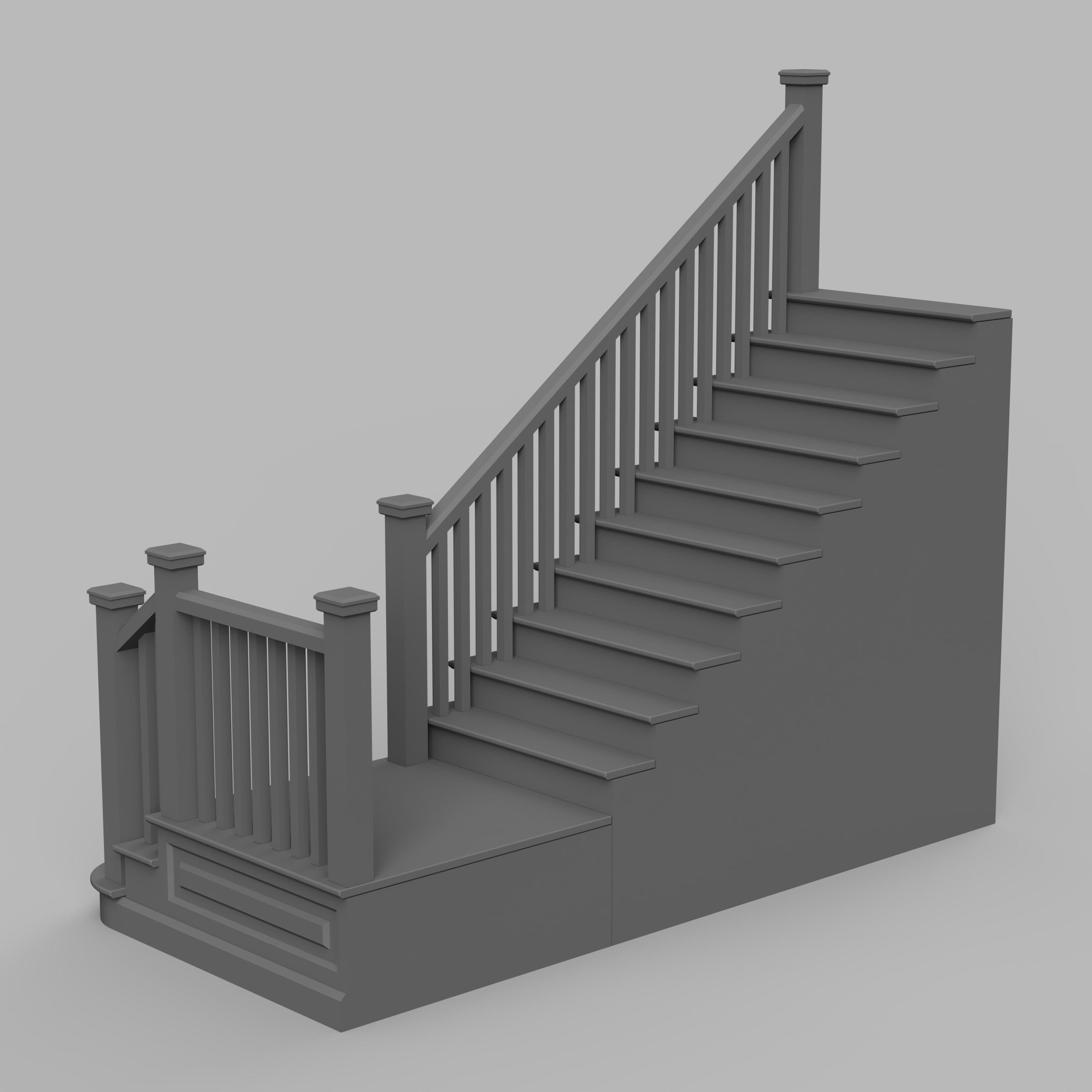 STL File - 1/12 Scale L Shaped Staircase STL for Dollhouses - Etsy