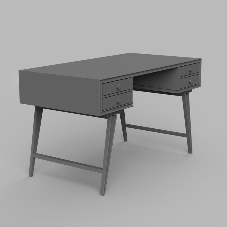 STL File - 1/12 Scale Mid Century Desk STL for Dollhouses and Miniature ...