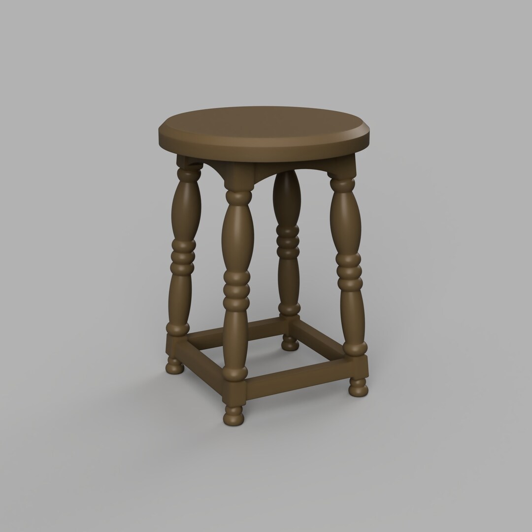 STL File - 1/12 Scale Miniature Wooden Stool STL for Dollhouses and ...