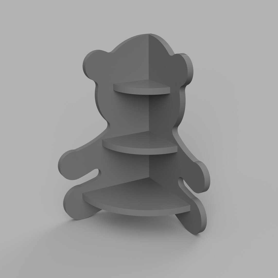STL File - 1/12 Scale Teddy Bear Shaped Corner Shelf STL for Dollhouses ...