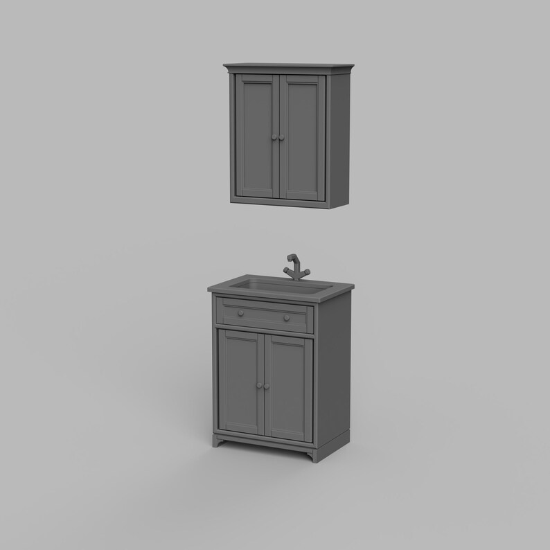 STL File - 1/12 Scale Bathroom Vanity Unit STL for Dollhouses ...