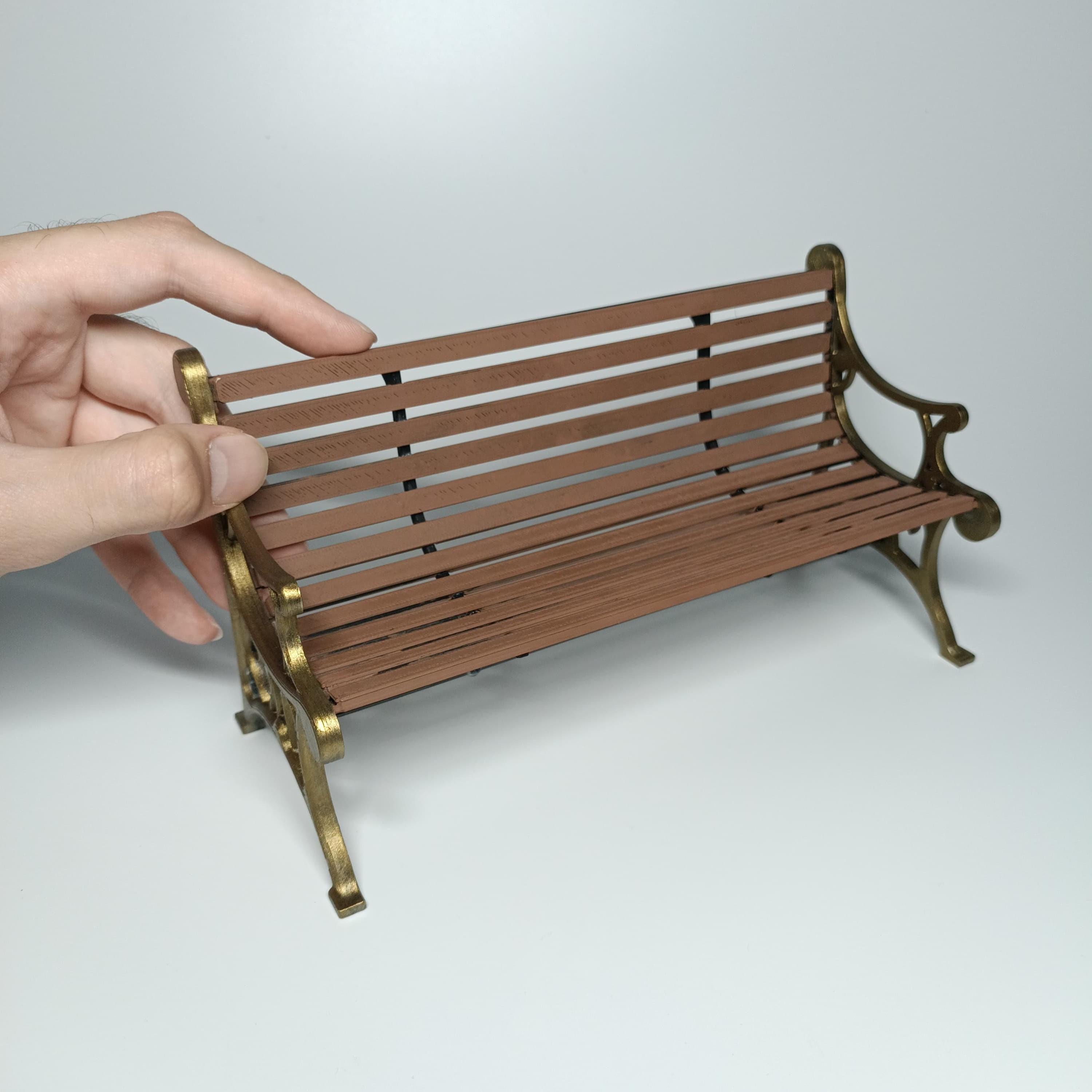 STL File - 1/12 and 1/6 Scale Miniature Park Bench STL for Dollhouses ...