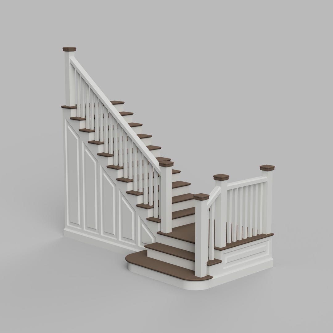 STL File - 1/12 Scale L Shaped Staircase STL for Dollhouses - Etsy