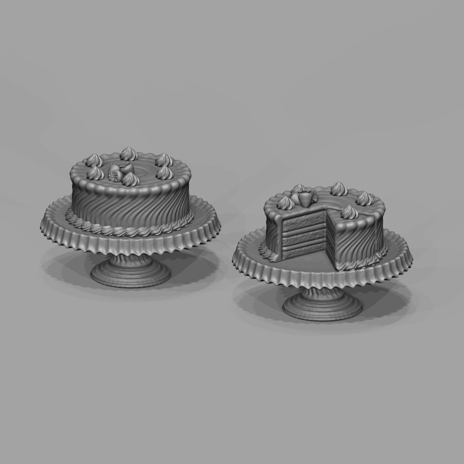 STL File - 1/12 and 1/6 Scale Miniature Cake and Cake Stand Set STL for ...