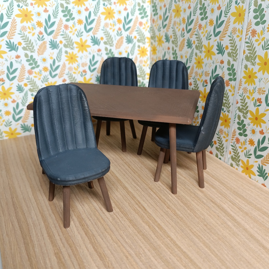 STL File - 1/12 Scale Miniature Table and Chair Set STL for Dollhouses ...